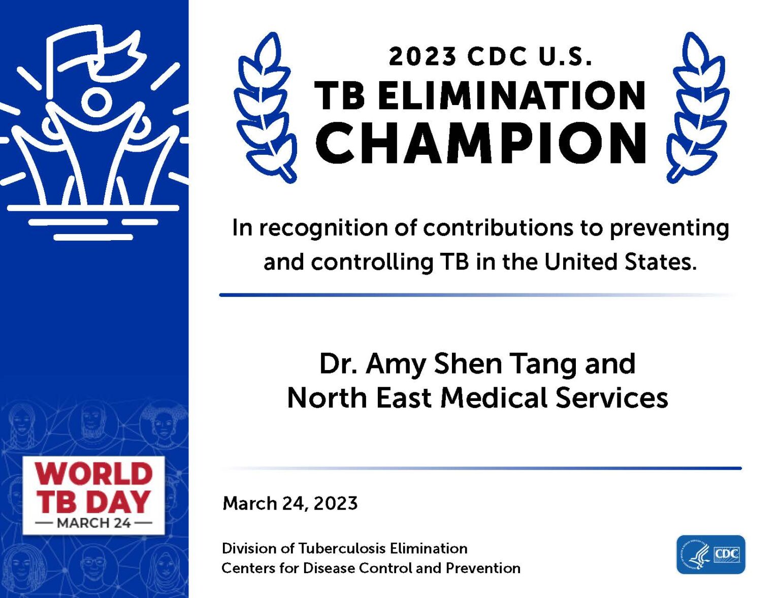 2023 CDC U.S. TB Elimination Champion - NEMS : NEMS